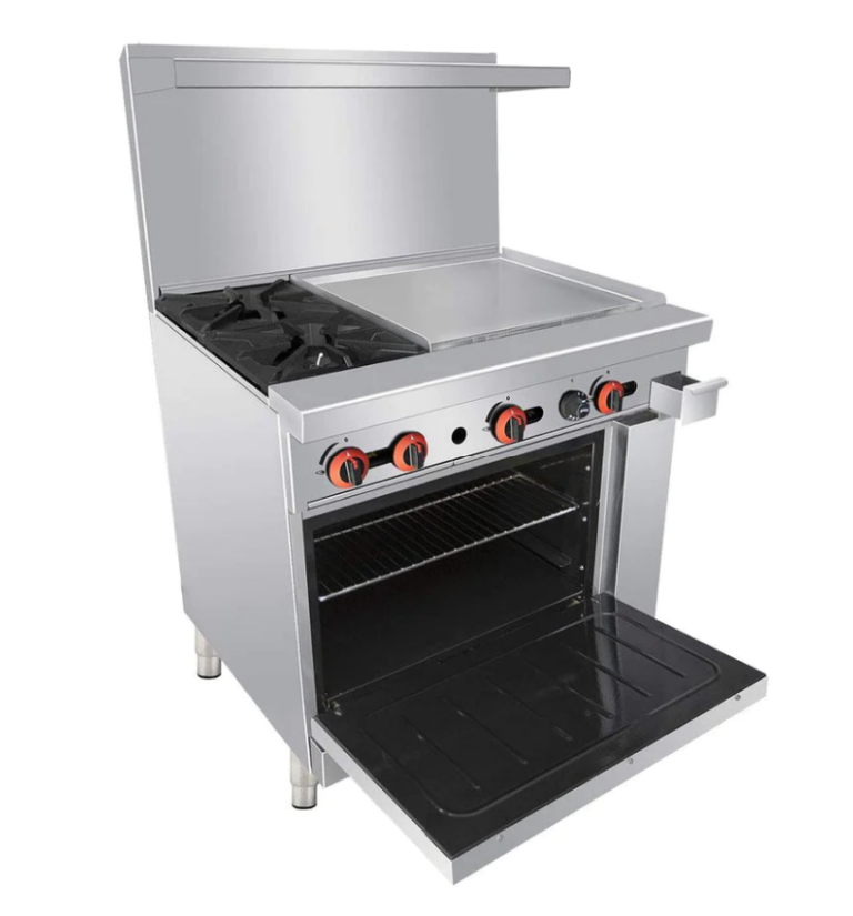 CR36-24G – Cookline Restaurant Range 36″W (2) burners – 24″ right-hand ...